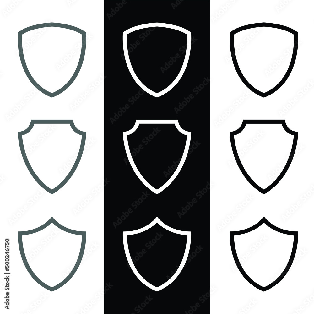 Shield icons set. Shield shape icons. Symbol shape. Different shields ...