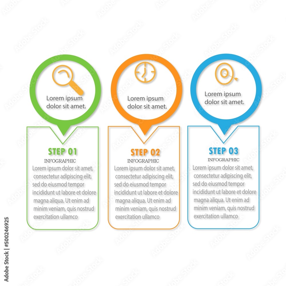 business infographic 3 step Stock Vector | Adobe Stock