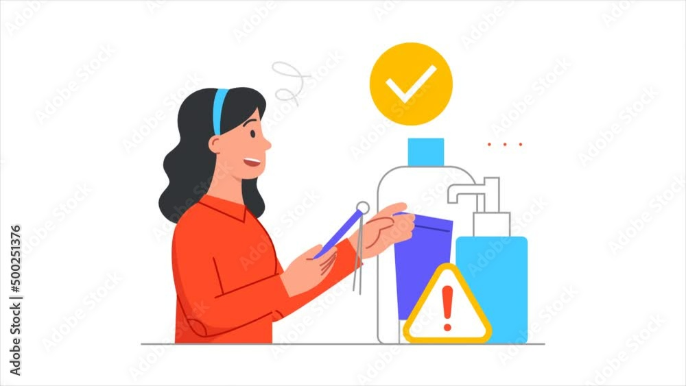 Customer satisfaction video concept. Young moving woman checks goods ...