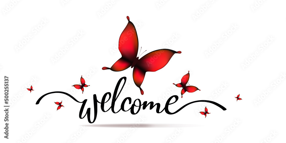 Vector illustration of beautiful red butterfly on white color ...