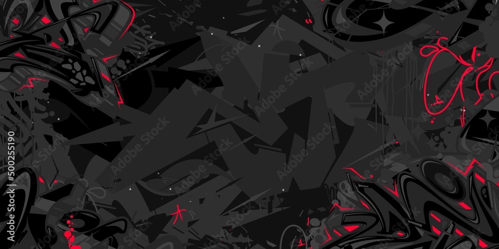 Flat Dark Black Abstract Urban Street Art Graffiti Style Vector ...