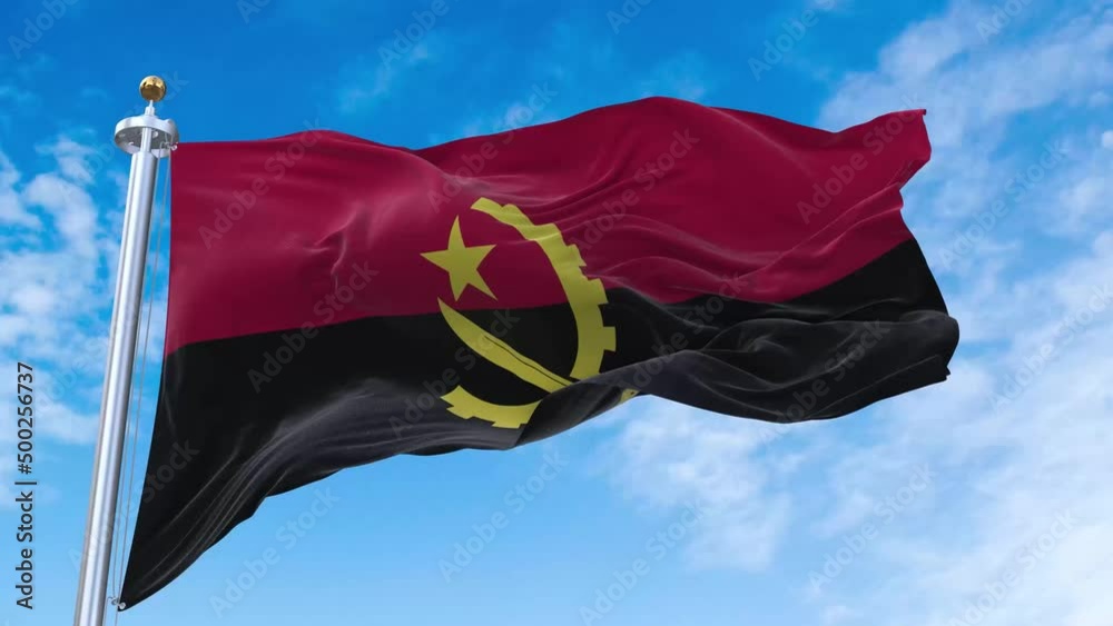 Angola Flag. 4K 3D Realistic Waving Flag with Sky Background (Perfect ...