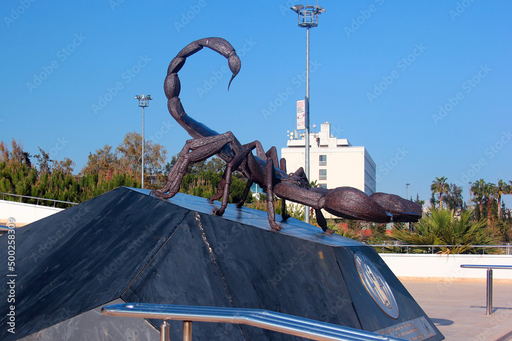 Antalya, Turkey - April 20, 2022: Statue of scorpion, the mascot of ...