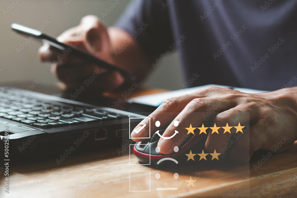 Online customer service and satisfaction survey concept with internet ...