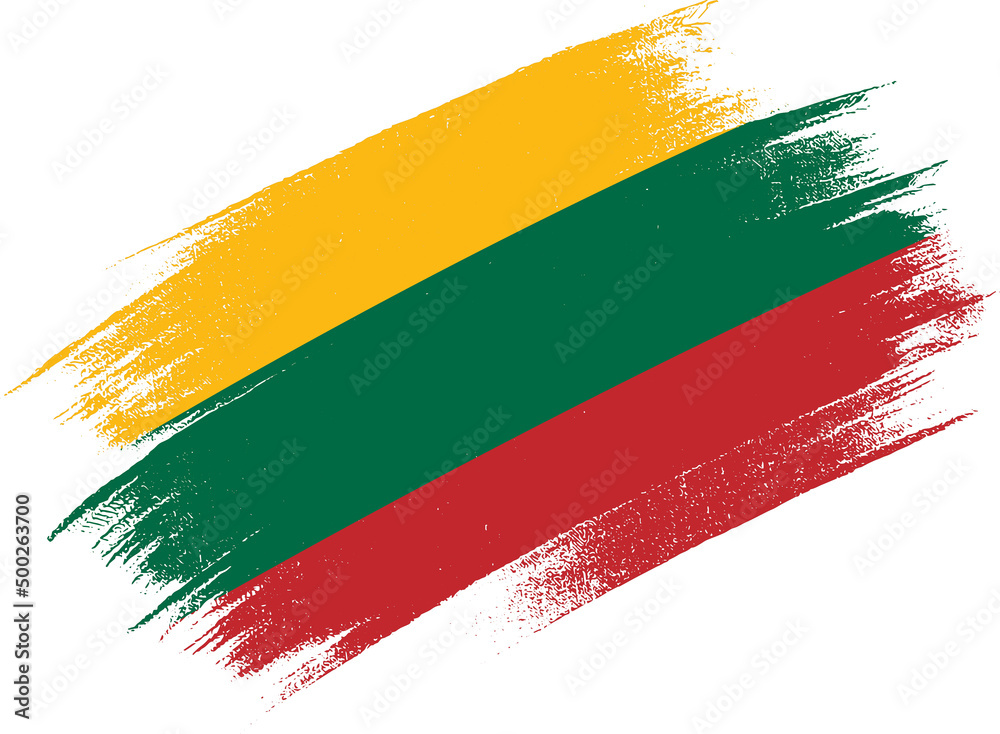 Lithuania flag with brush paint textured isolated on png or transparent ...