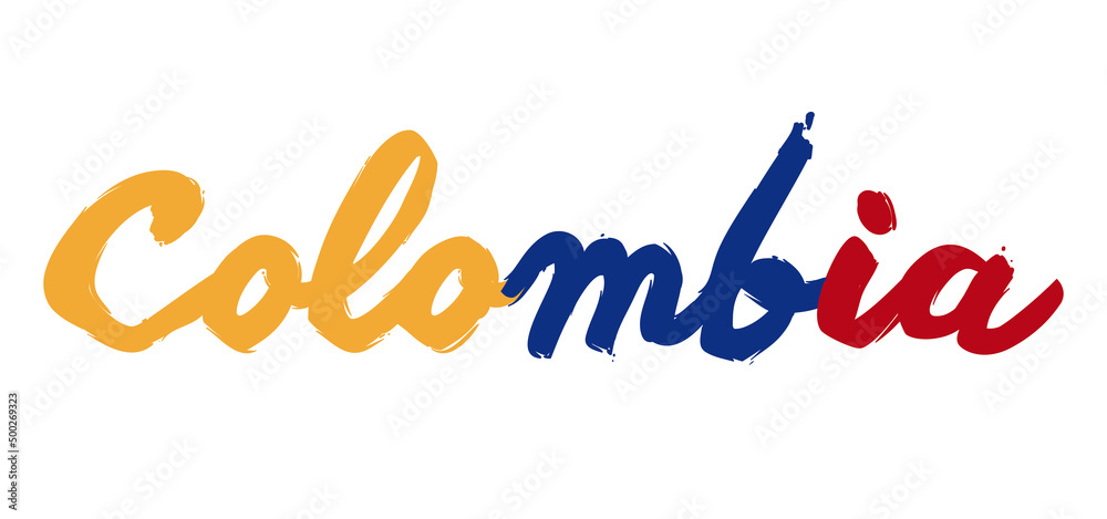 Tri Color text in brush strokes style promoting Colombia, Vector ...