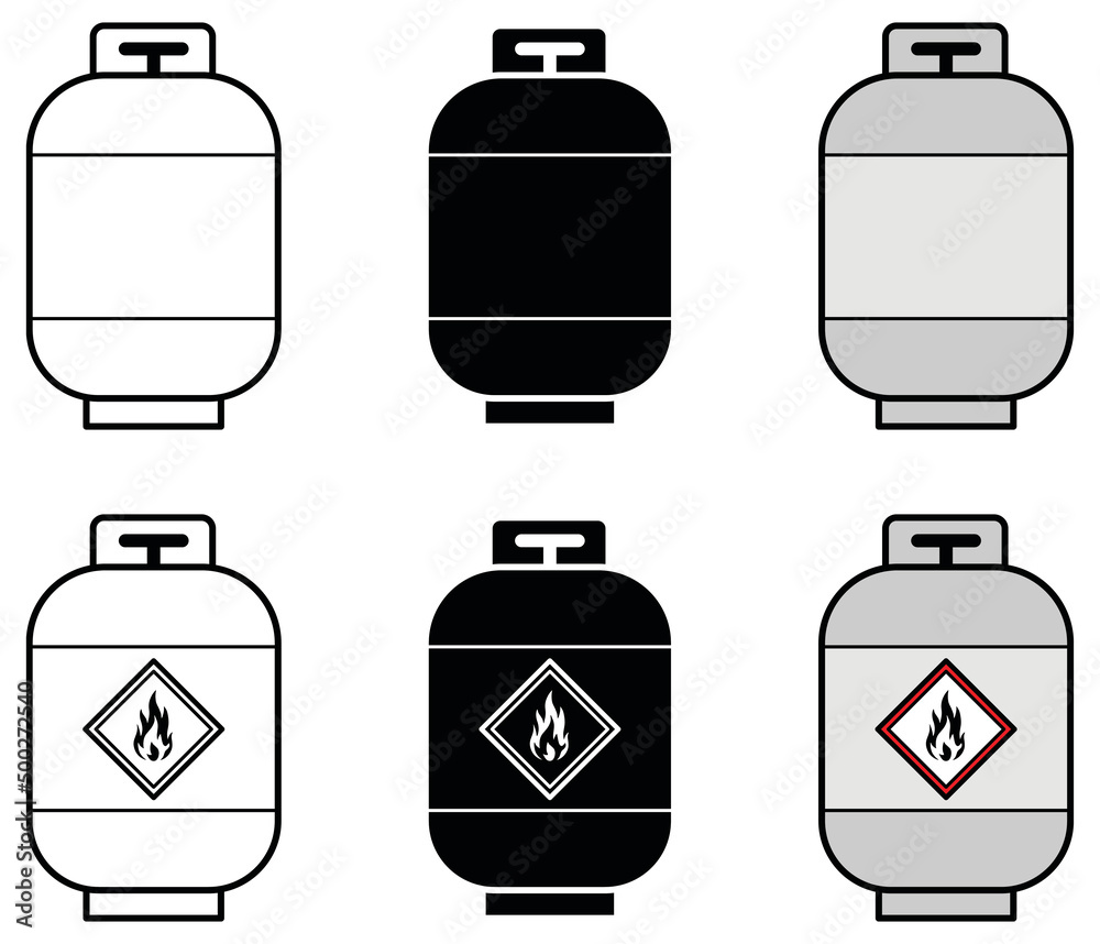 Propane Gas Tank for BBQ Clipart Set - Outline, Silhouette and Color ...