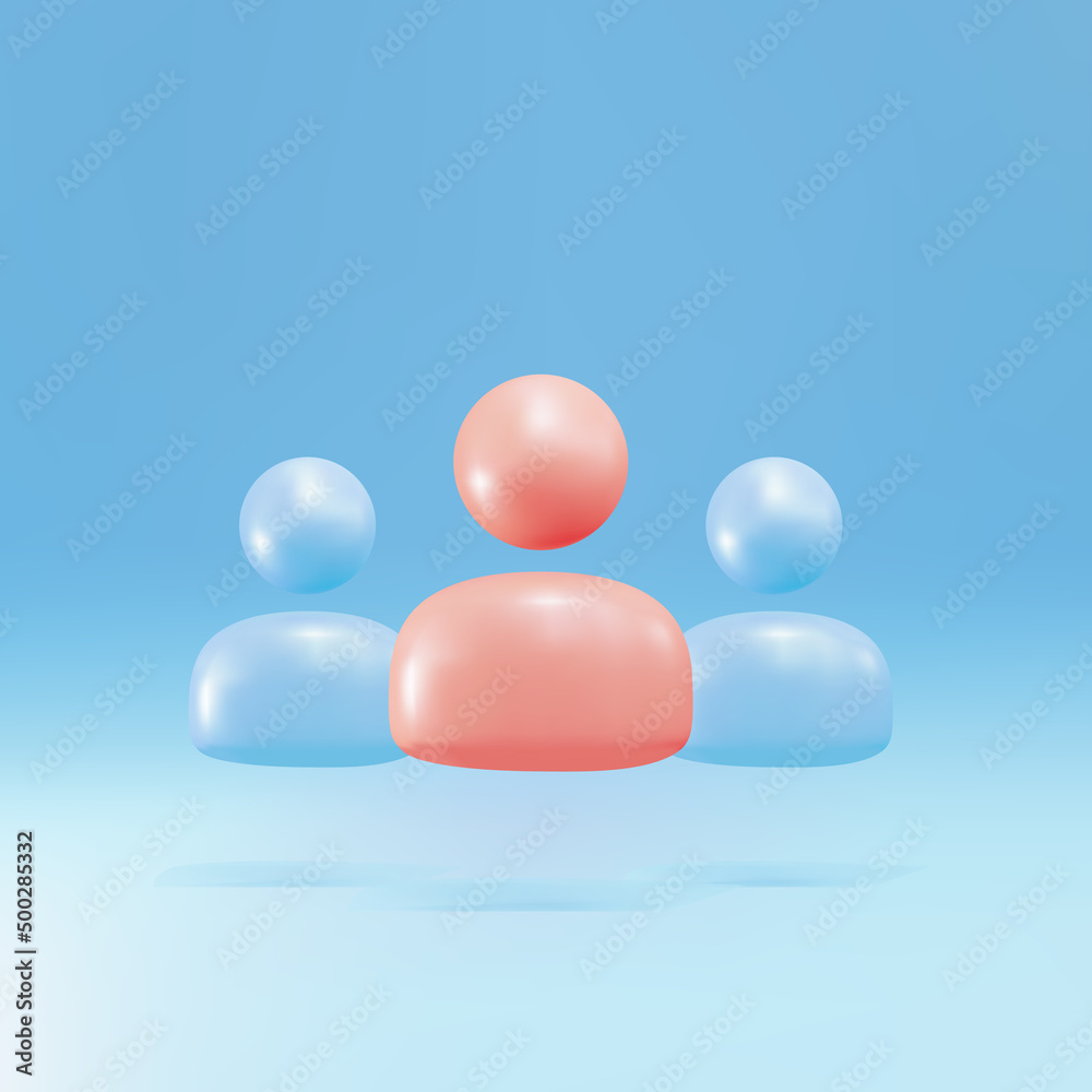 3d Users group icon isolated on blue background. Group of people icon ...