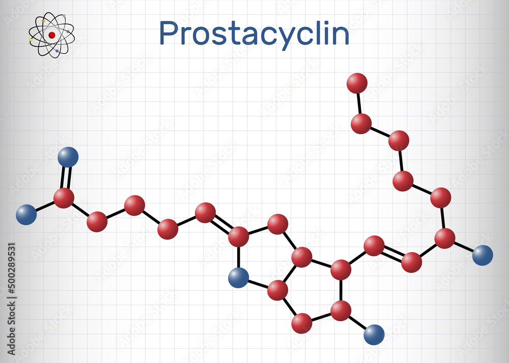 Prostacyclin, prostaglandin I2, PGl2, epoprostenol molecule. It is ...