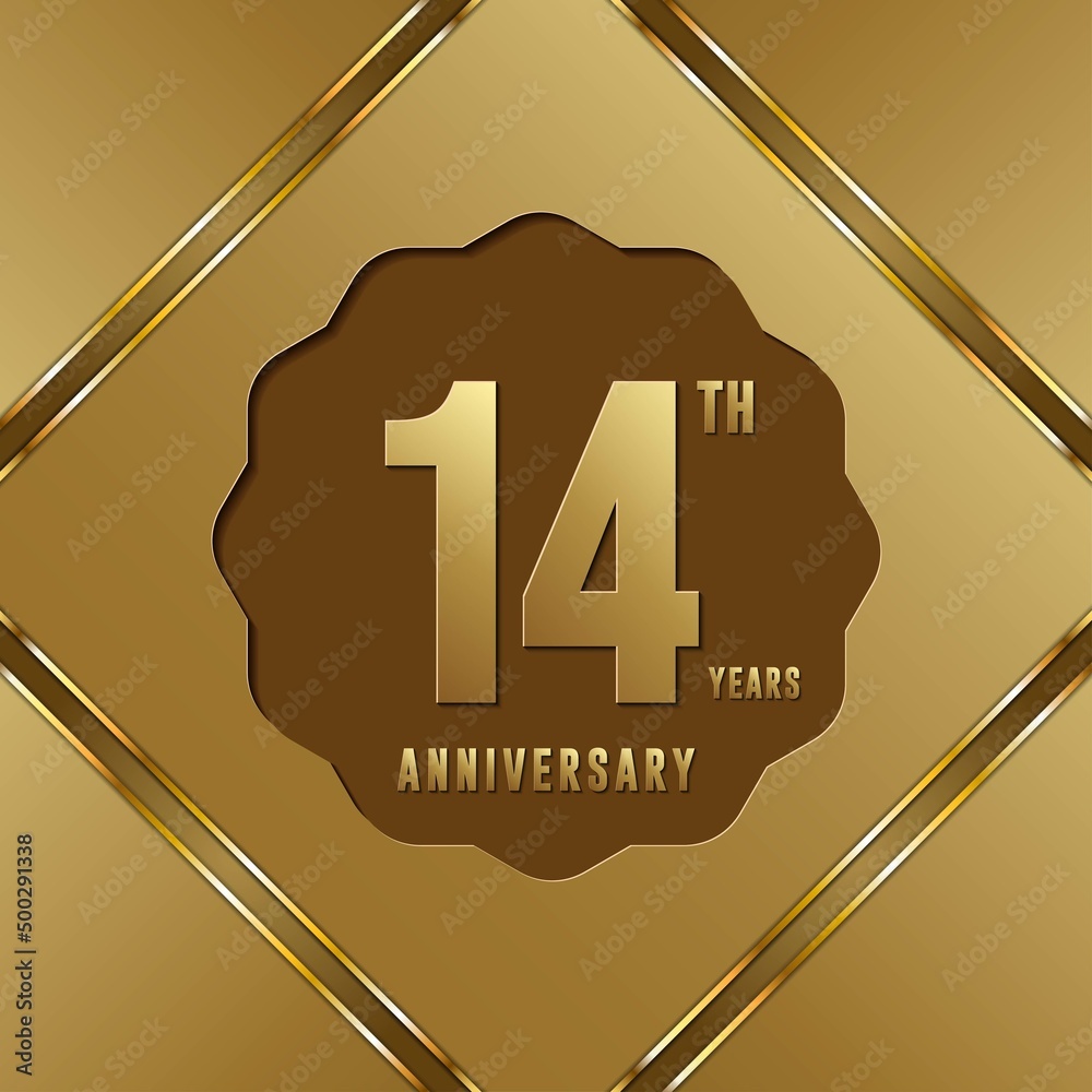 14th anniversary logotype. Anniversary celebration template design with ...