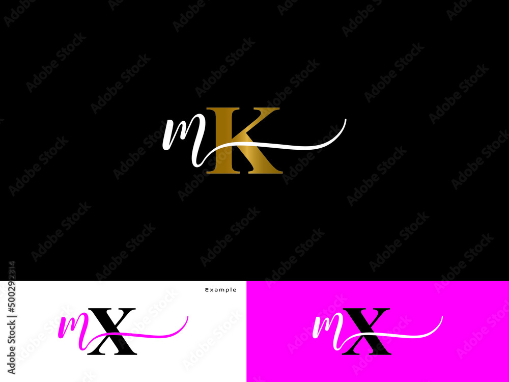Fashion MK Logo Icon, Typography Mk km Signature Letter Logo Image ...