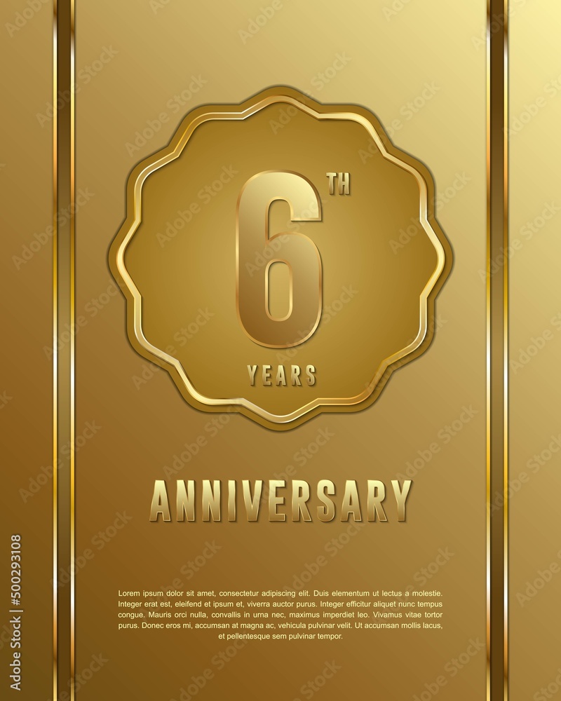 6th anniversary logotype. Anniversary celebration template design with ...
