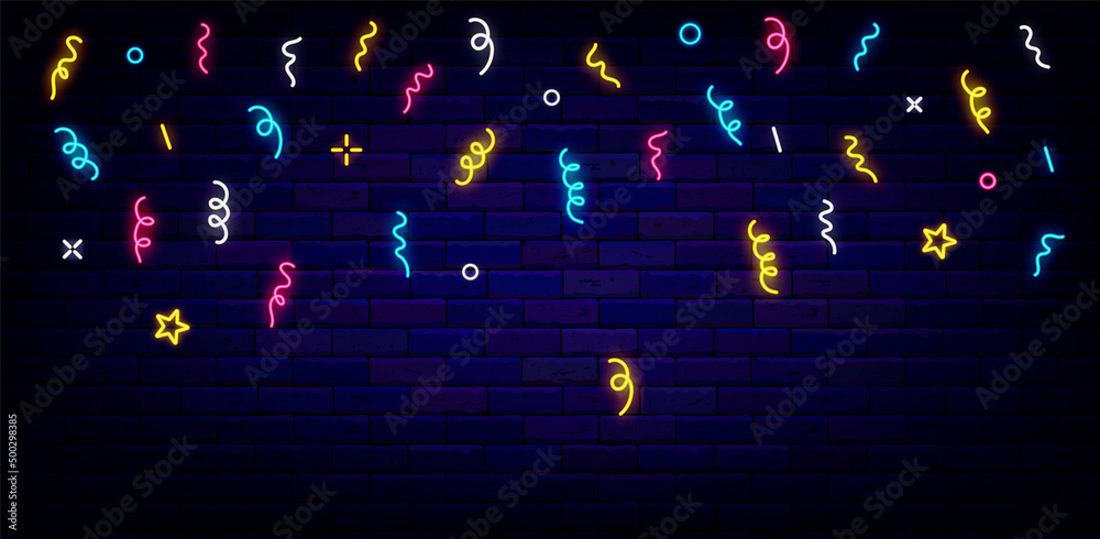 Confetti neon background. Award concept. Holiday celebration banner ...