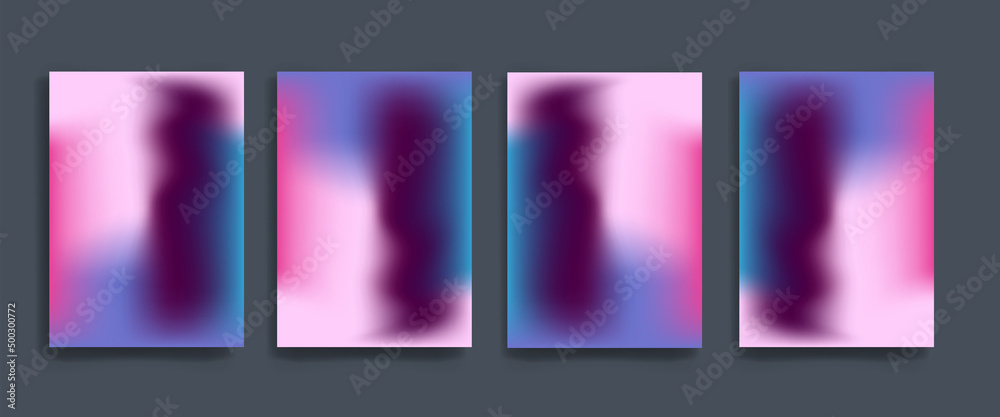 Blurred backgrounds set with modern abstract blurred color gradient ...