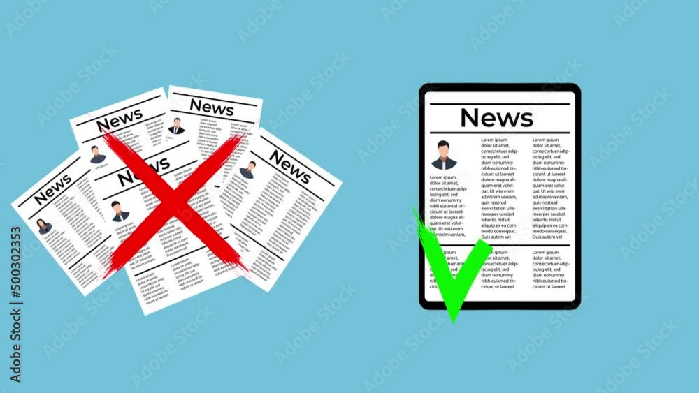 Using online newspapers instead of regular paper 4K animation ...