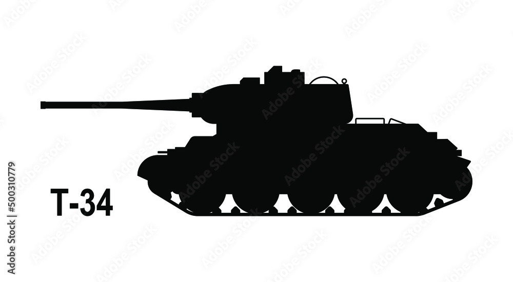 T-34 WWII battle tank. T-34 tank icon. Retro battle tank T-34. Vector ...