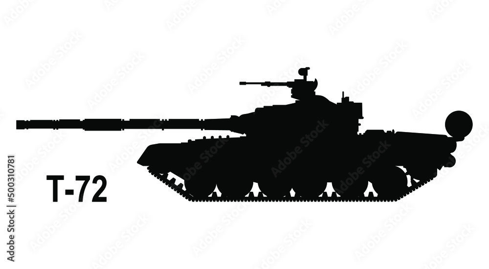 Battle tank T-72. Tank icon. Vector illustration. Tank silhouette Stock ...
