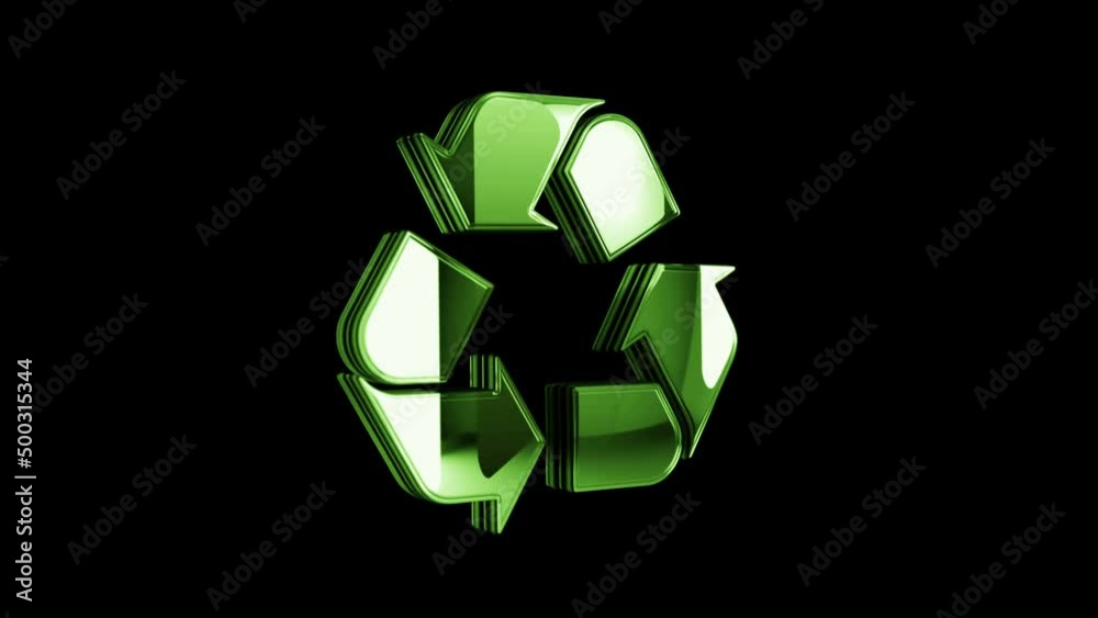 Recycling icon, waste data management and sustainable industry golden ...