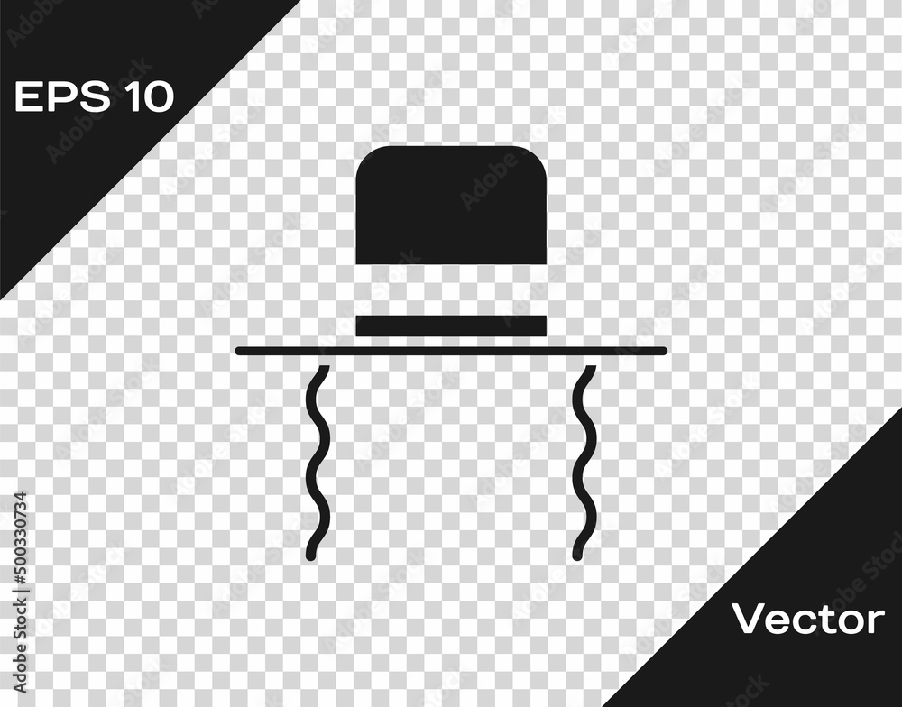 Black Orthodox jewish hat with sidelocks icon isolated on transparent ...