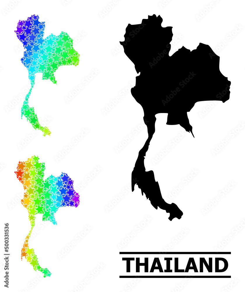 Vetor do Stock: Spectrum gradient star mosaic map of Thailand. Vector ...
