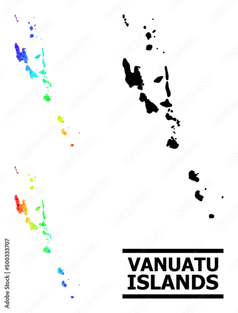 Spectrum gradient stars collage map of Vanuatu Islands. Vector colorful ...