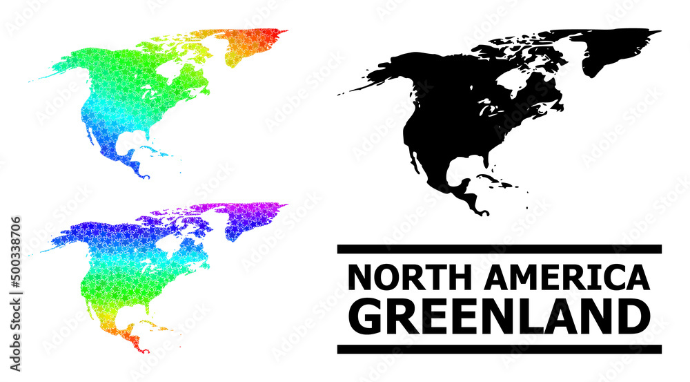 Spectrum gradient star mosaic map of North America and Greenland ...