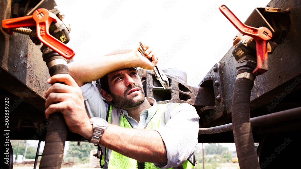 Workers are working and have fatigue,headaches from hard work.The ...