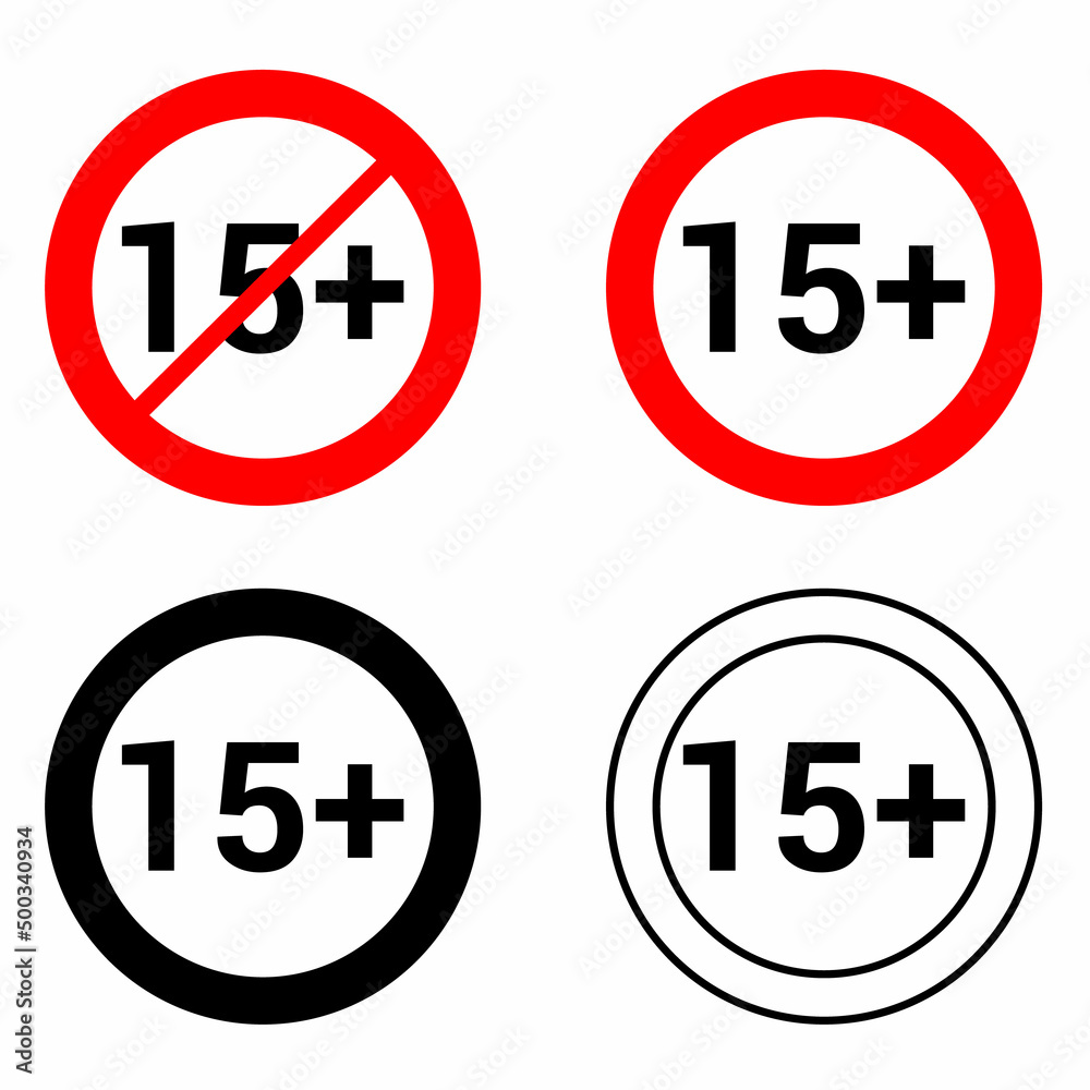 15 Fifteen plus round sign vector illustration isolated on white ...