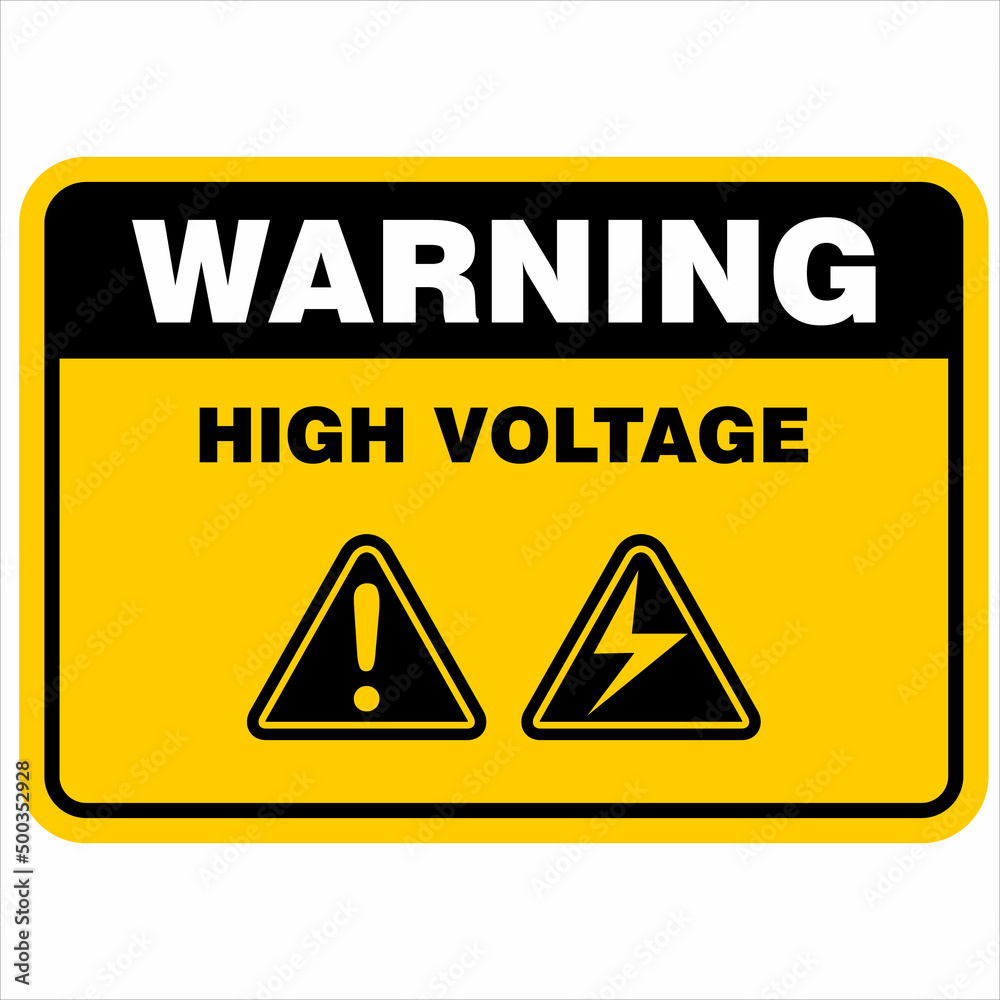 Warning, high voltage, sign label Stock Vector | Adobe Stock