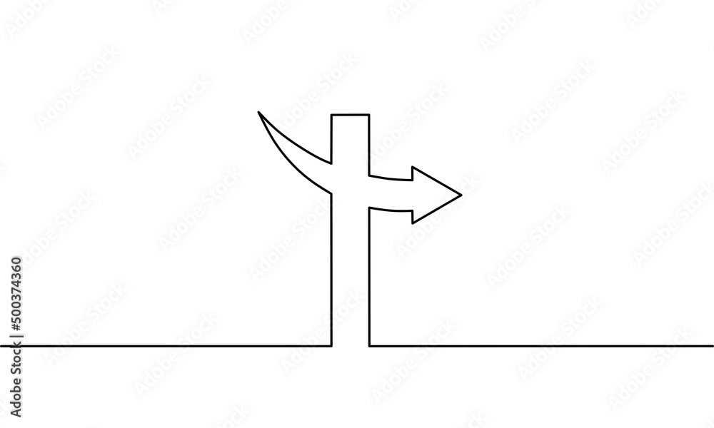 Continuous line drawing of Road direction arrows, object one line ...