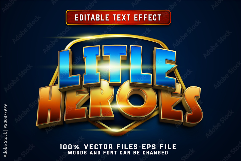 little heroes cartoon 3d text effect premium vectors Stock Vector ...