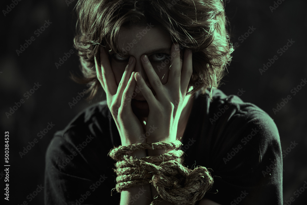captive girl with tied hands Stock Photo | Adobe Stock