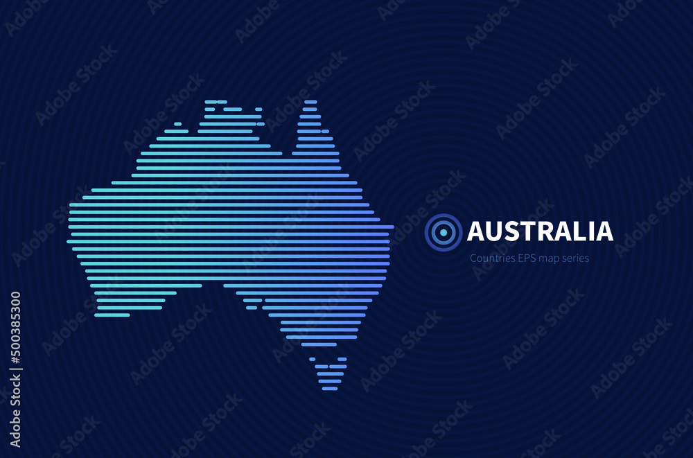 Australia map. horizontal bar-shaped map of the countries. Stock Vector ...