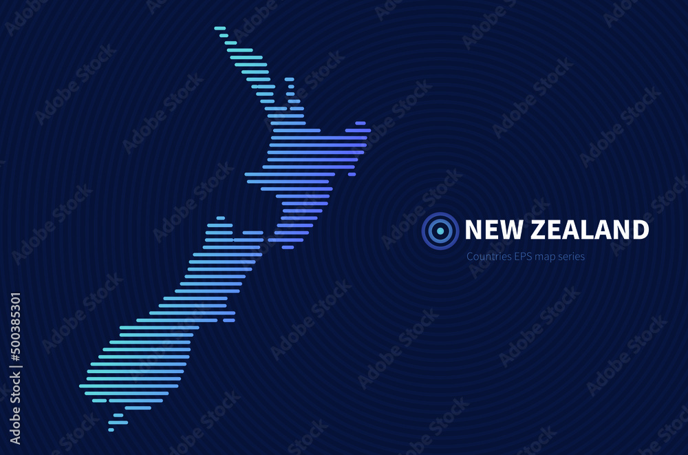 New zealand map. horizontal bar-shaped map of the countries. Stock ...