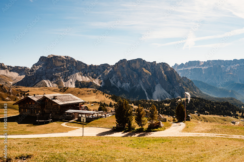 Seceda. Majestic landscape of Alpine red autumn nature Seceda ...