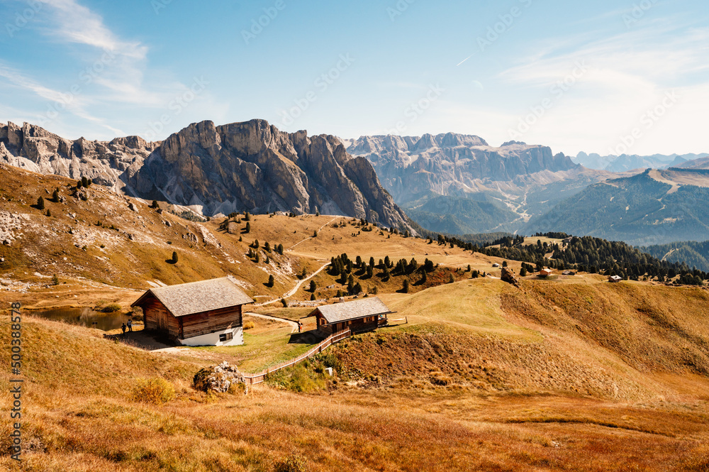 Seceda. Majestic landscape of Alpine red autumn nature Seceda ...