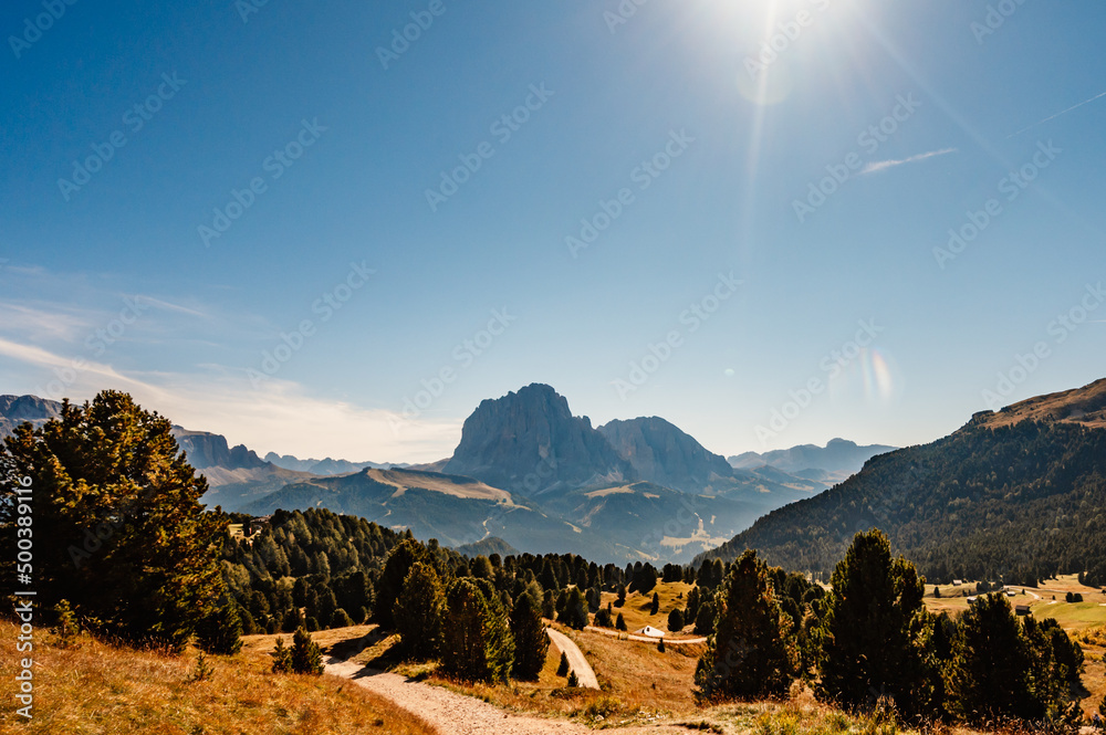 Seceda. Majestic landscape of Alpine red autumn nature Seceda ...