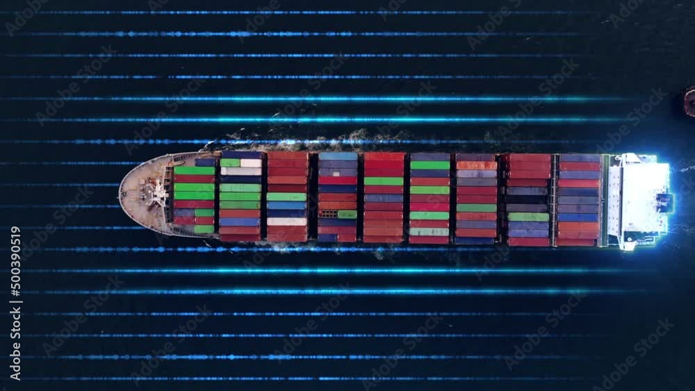 Futuristic Technology Autonomous Semi Cargo container ship with Sensors ...