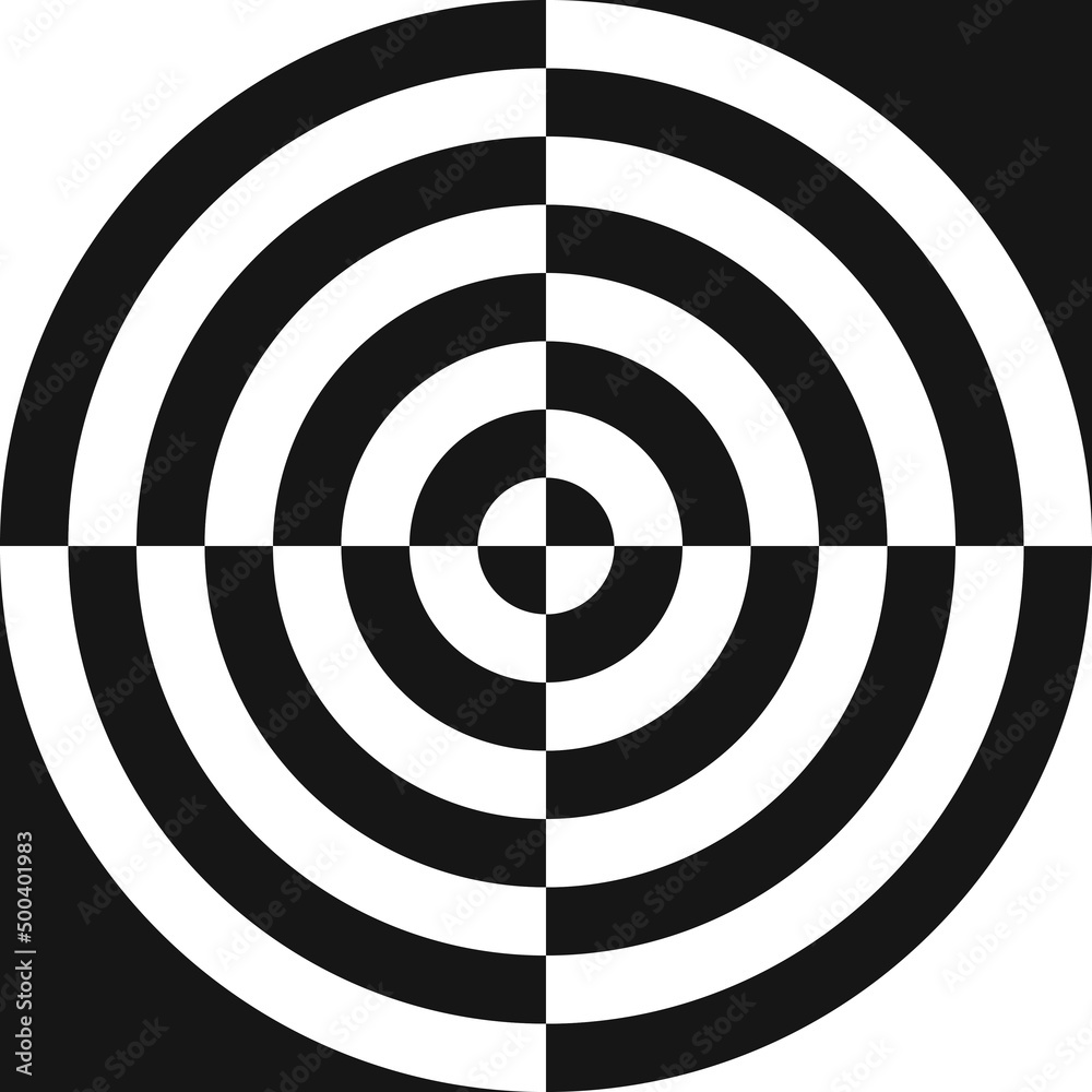 A black and white target made of circles where one goes inside the ...