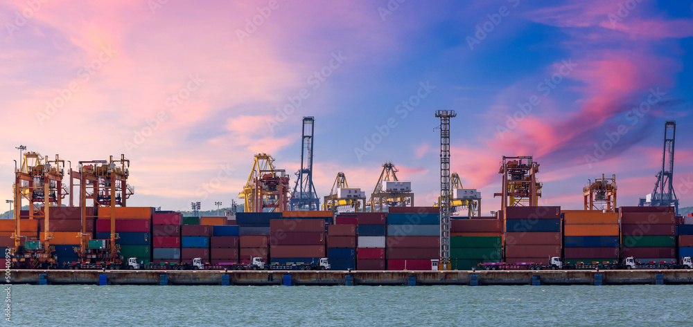 Container terminal port, Global business container cargo freight ship ...