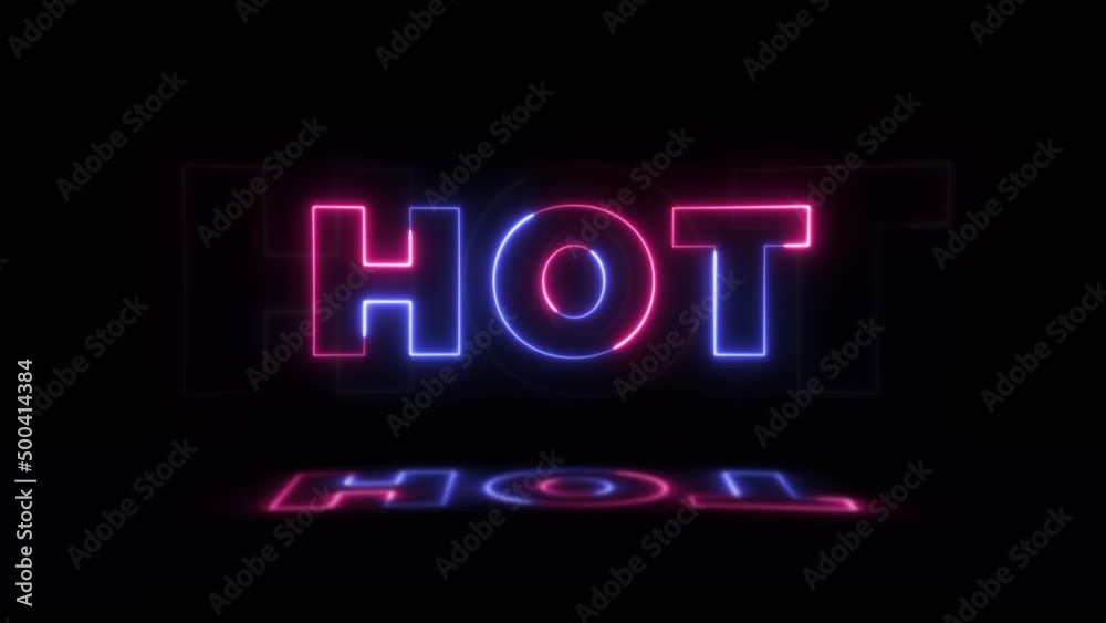 Vidéo Stock Neon glowing word 'HOT' on a black background with ...