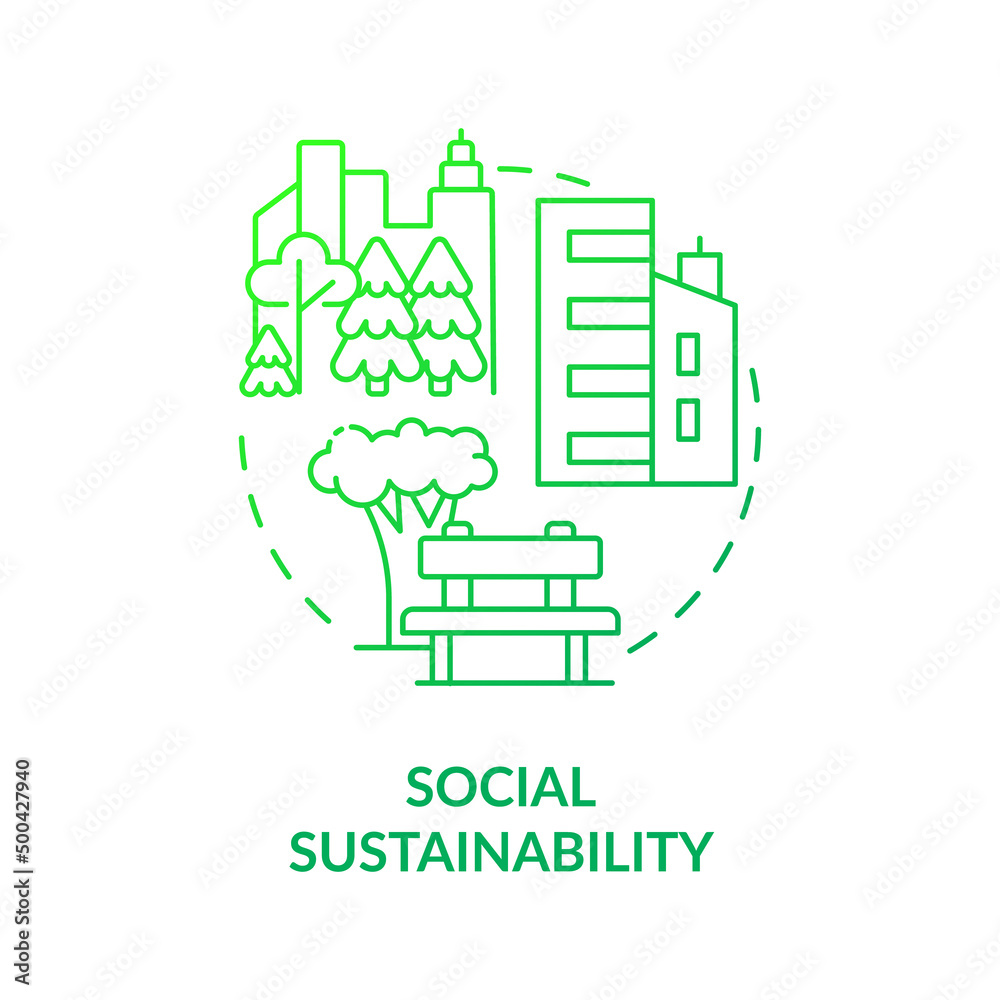 Social sustainability green gradient concept icon. Planning in green ...