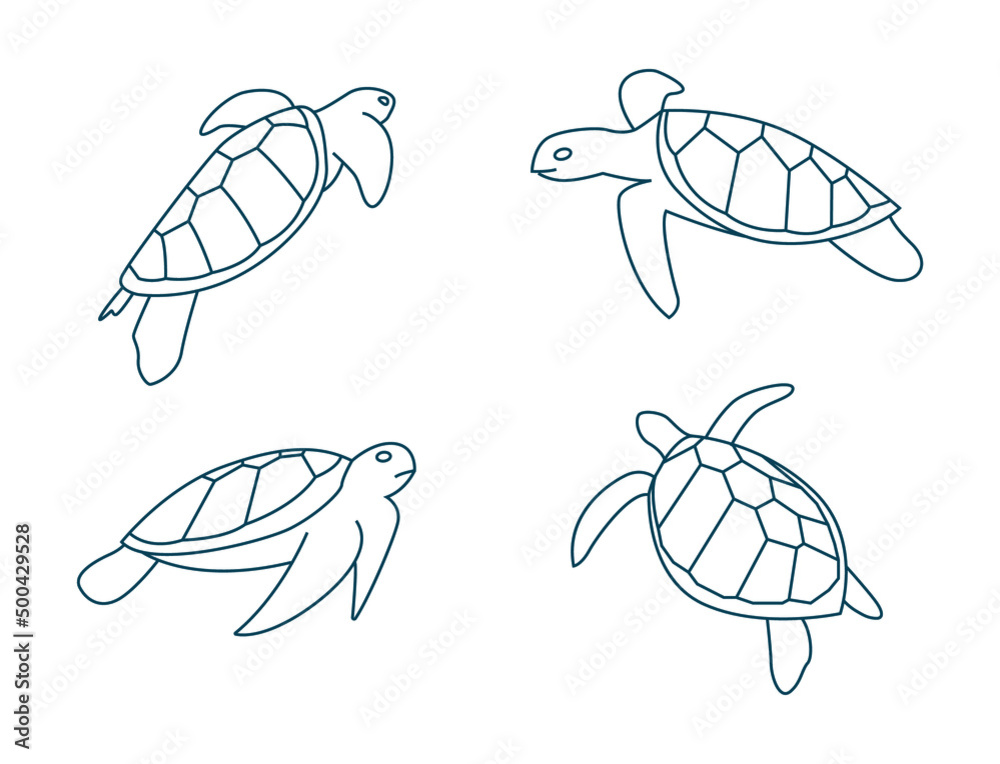 sea turtle line art logo set vector illustration Stock Vector | Adobe Stock