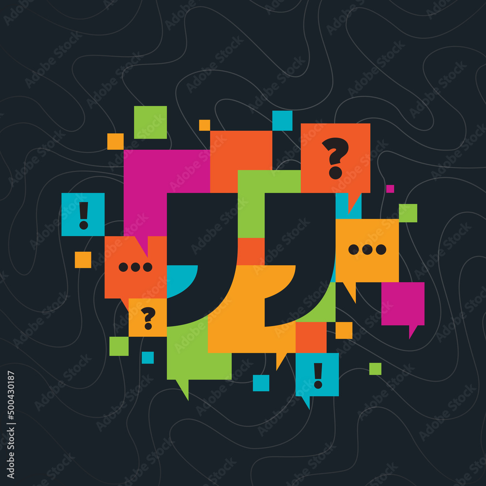 Spelling symbols and speech bubbles. Concept design. vectorial. Stock ...