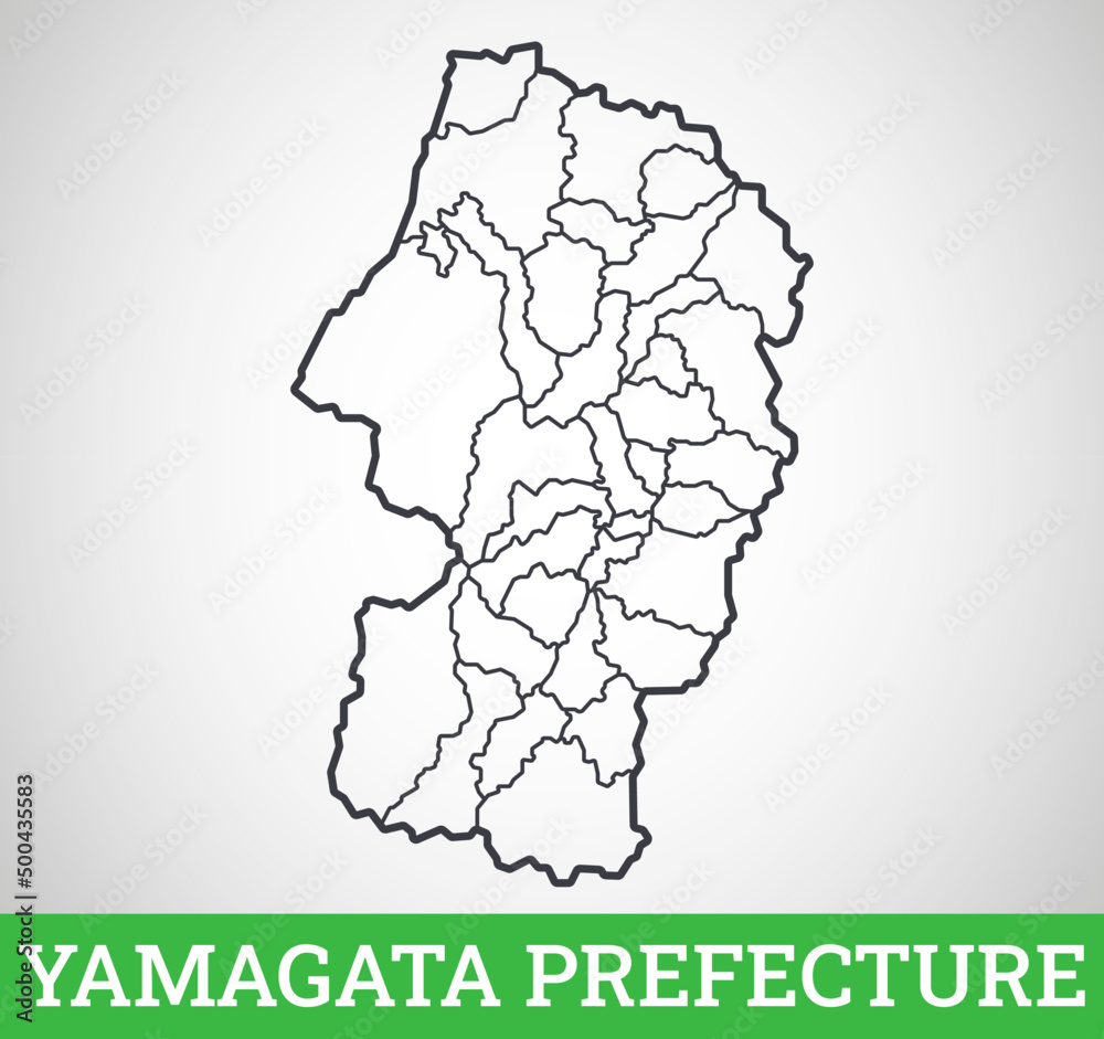 Simple outline map of Yamagata Prefecture. Vector graphic illustration ...