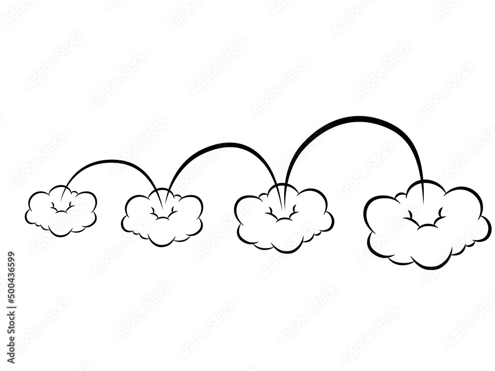 Comic style jumpelement. Jump cloud isolated on white background. Stock ...