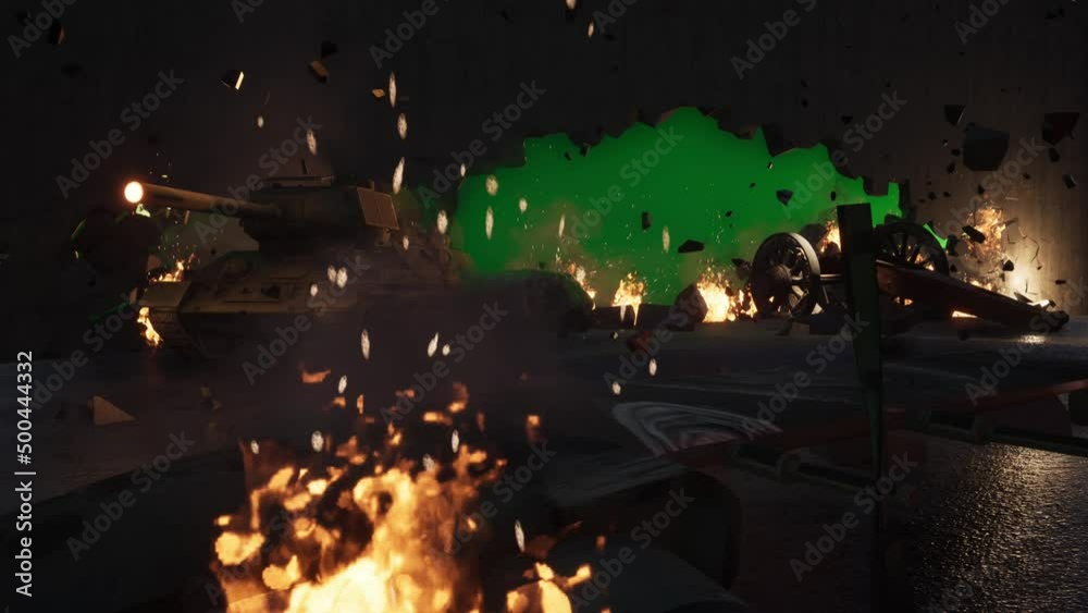 After War With Green Screen Background 4K Stock Video | Adobe Stock