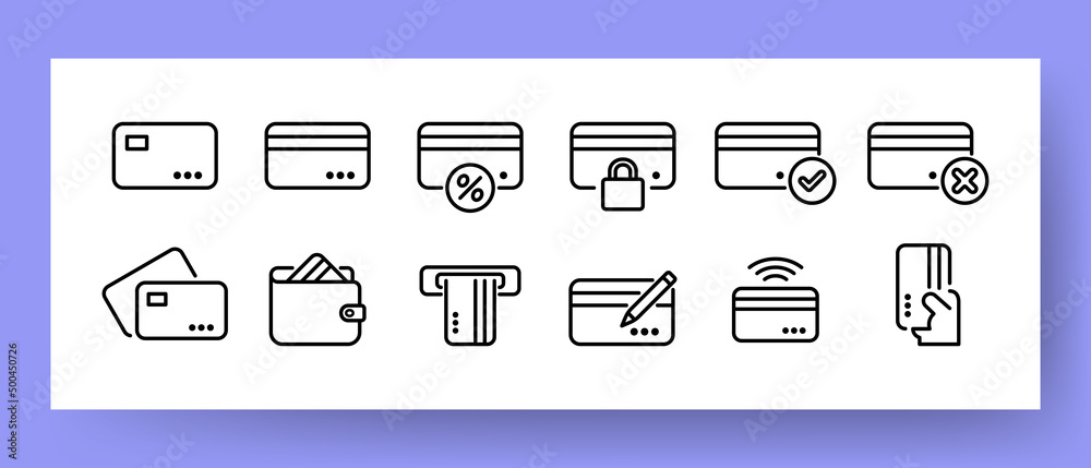 Banking cards set icon. Front and back card, successful and ...