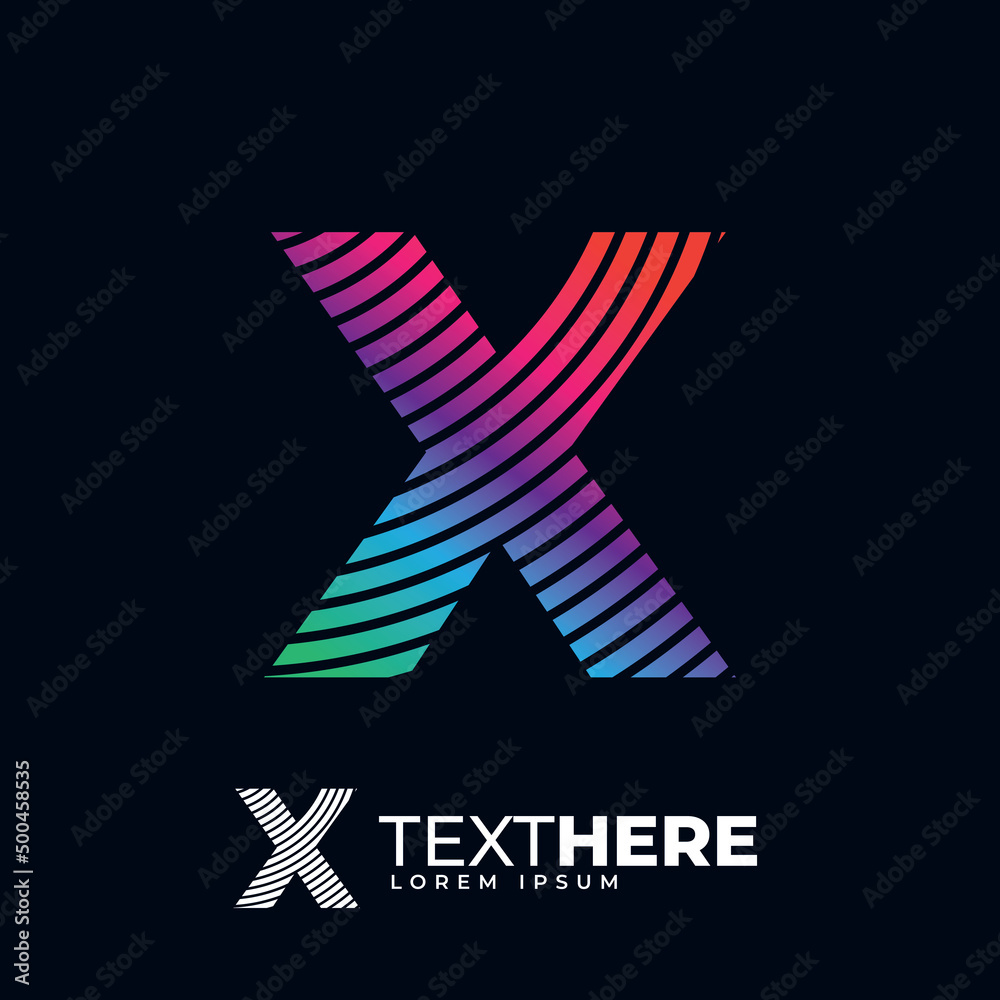 Initial X letter colorful Modern digital alphabet font, Rainbow color ...