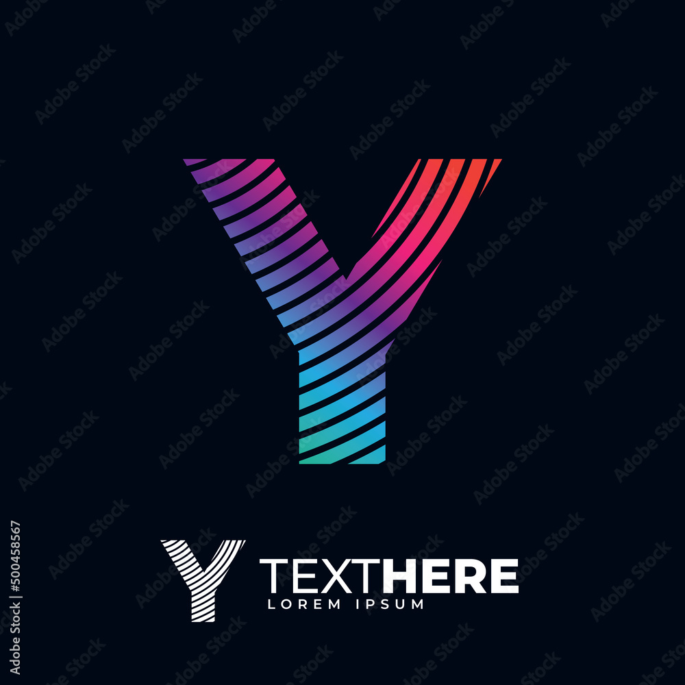 Initial Y letter colorful Modern digital alphabet font, Rainbow color ...